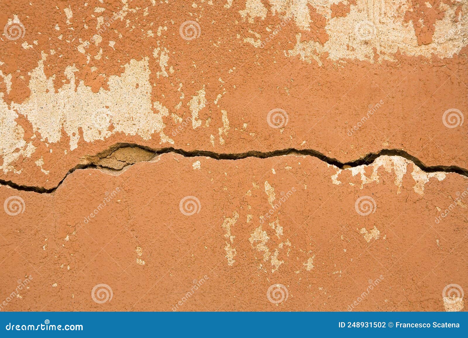 Deep Horizontal Crack in an Old Wall with Damaged Plaster Stock Photo ...