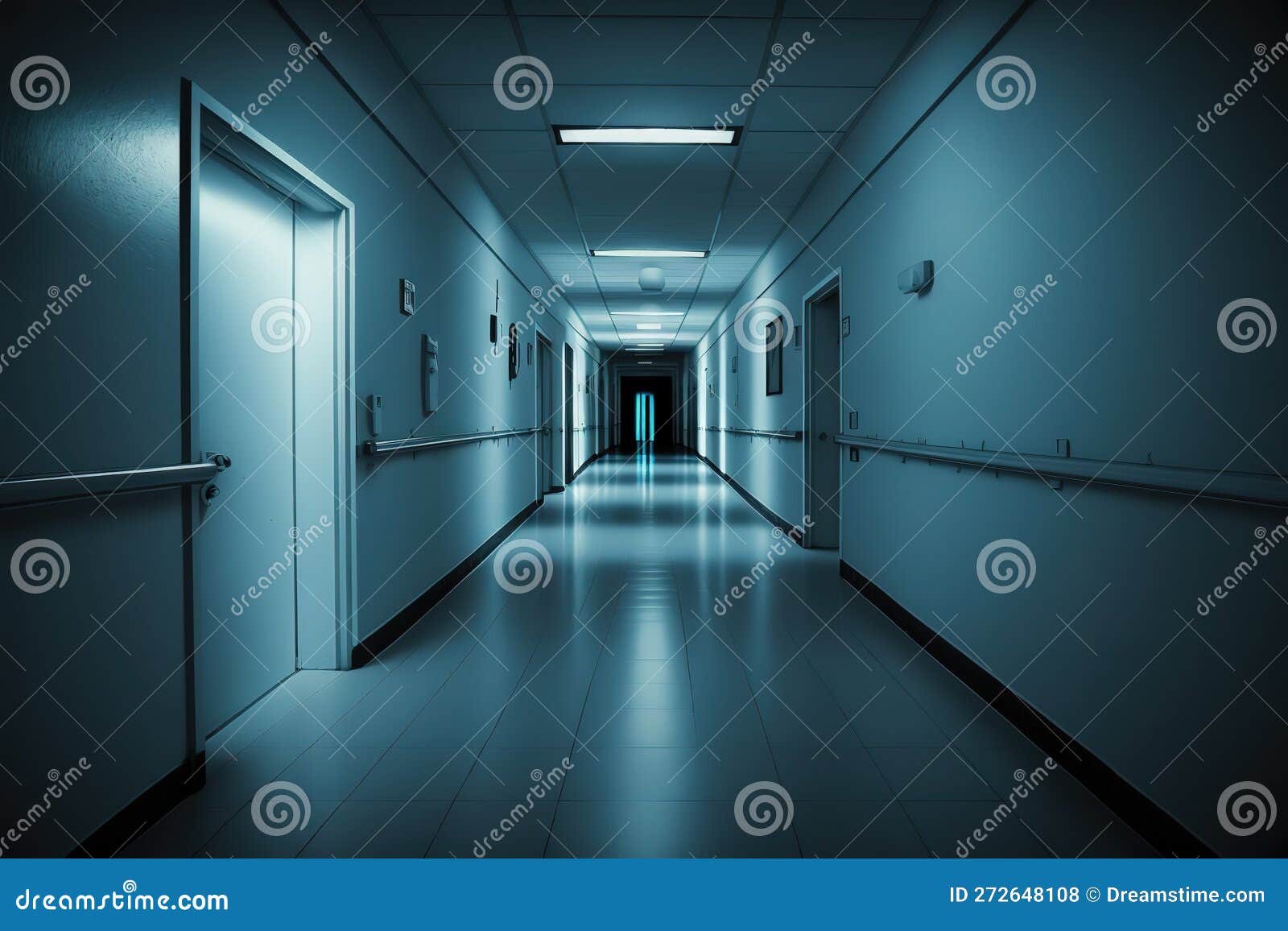 Deep Hospital Corridor Detail, Generative AI. Stock Illustration ...