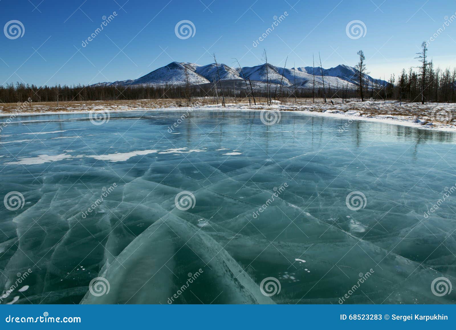 Deep Ice on a Lake in the Cracks. Stock Image - Image of lake, deep ...