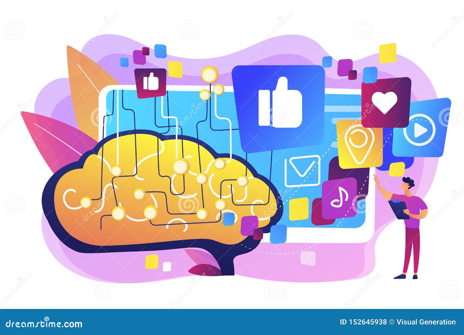 AI in Social Media Concept Vector Illustration Stock Vector ...