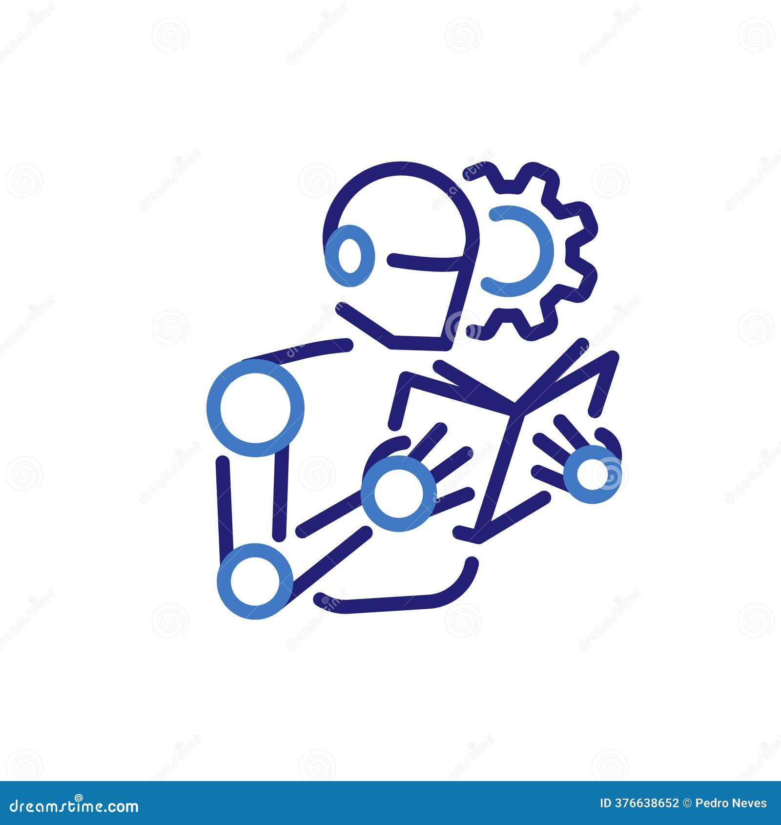 Robot Reading A Newspaper And Narrating The Text In Cozy Cafe ...