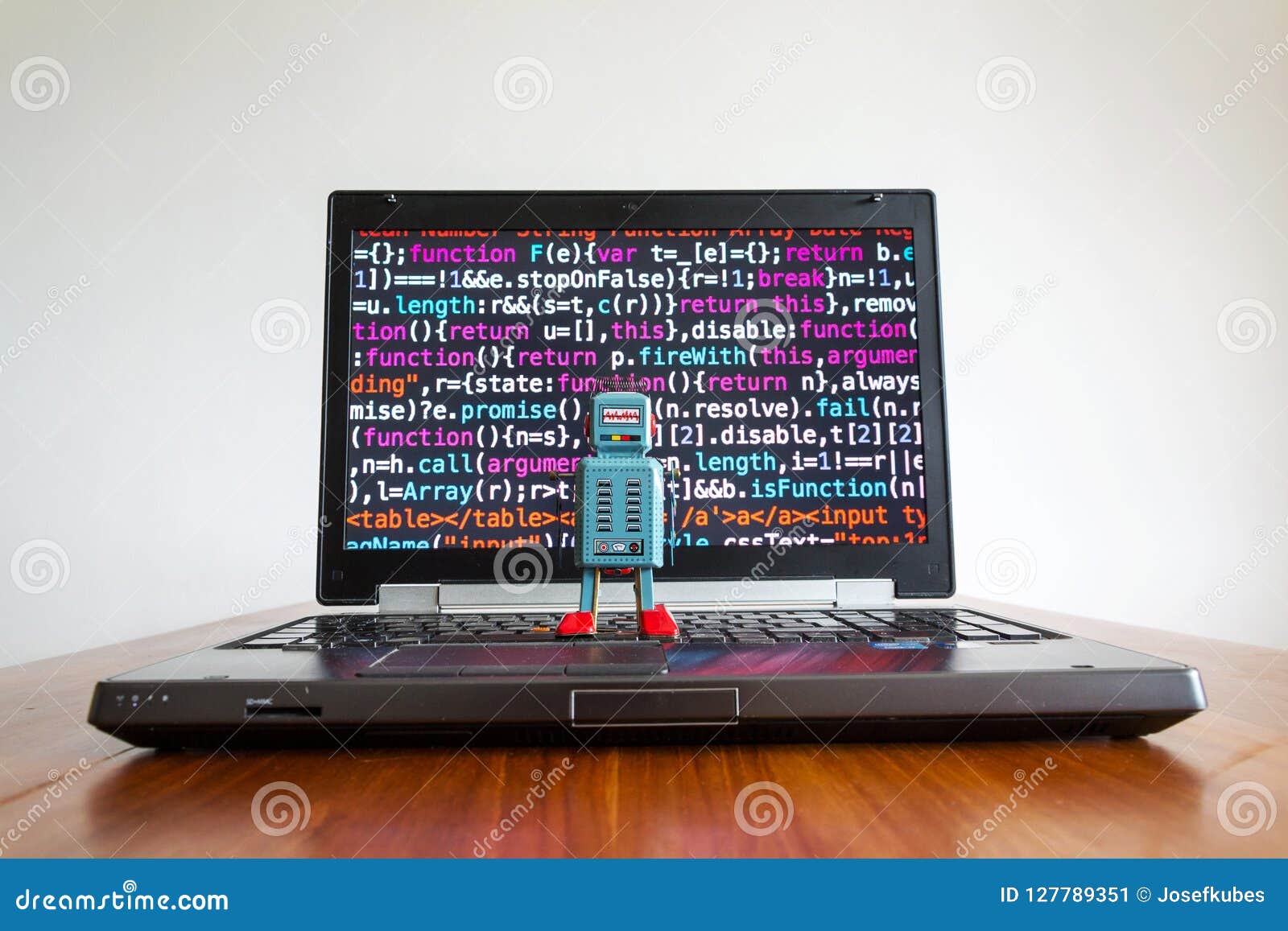 Robot with Source Code Screen, Artificial Intelligence, Deep Learning ...
