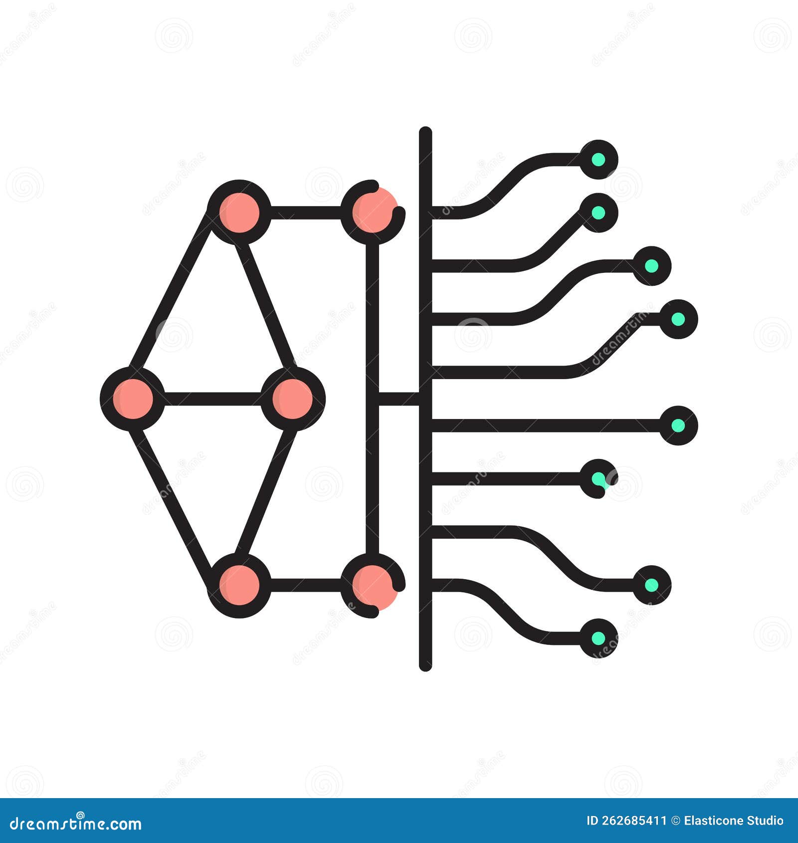 Deep Learning Icon Vector Illustration. Flat Outline Cartoon ...