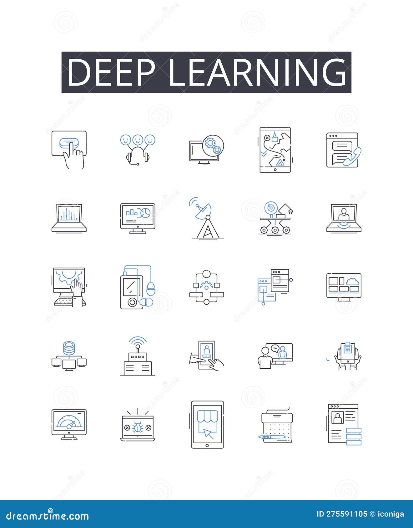 Deep Learning Line Icons Collection. Automation, Digitization, Software ...