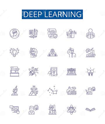 Deep Learning Line Icons Signs Set. Design Collection of Deep Learning ...