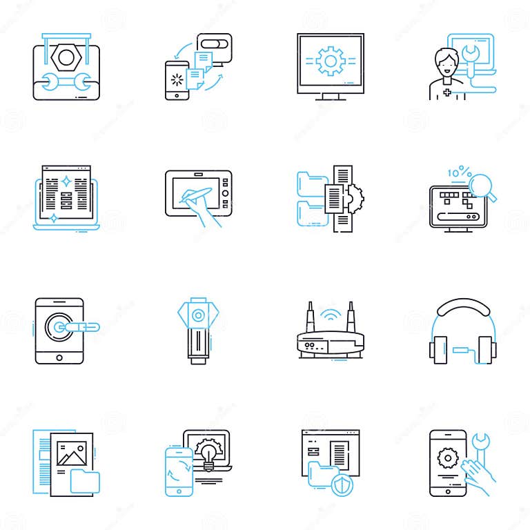 Deep Learning Linear Icons Set. Neural Nerks, Artificial Intelligence ...