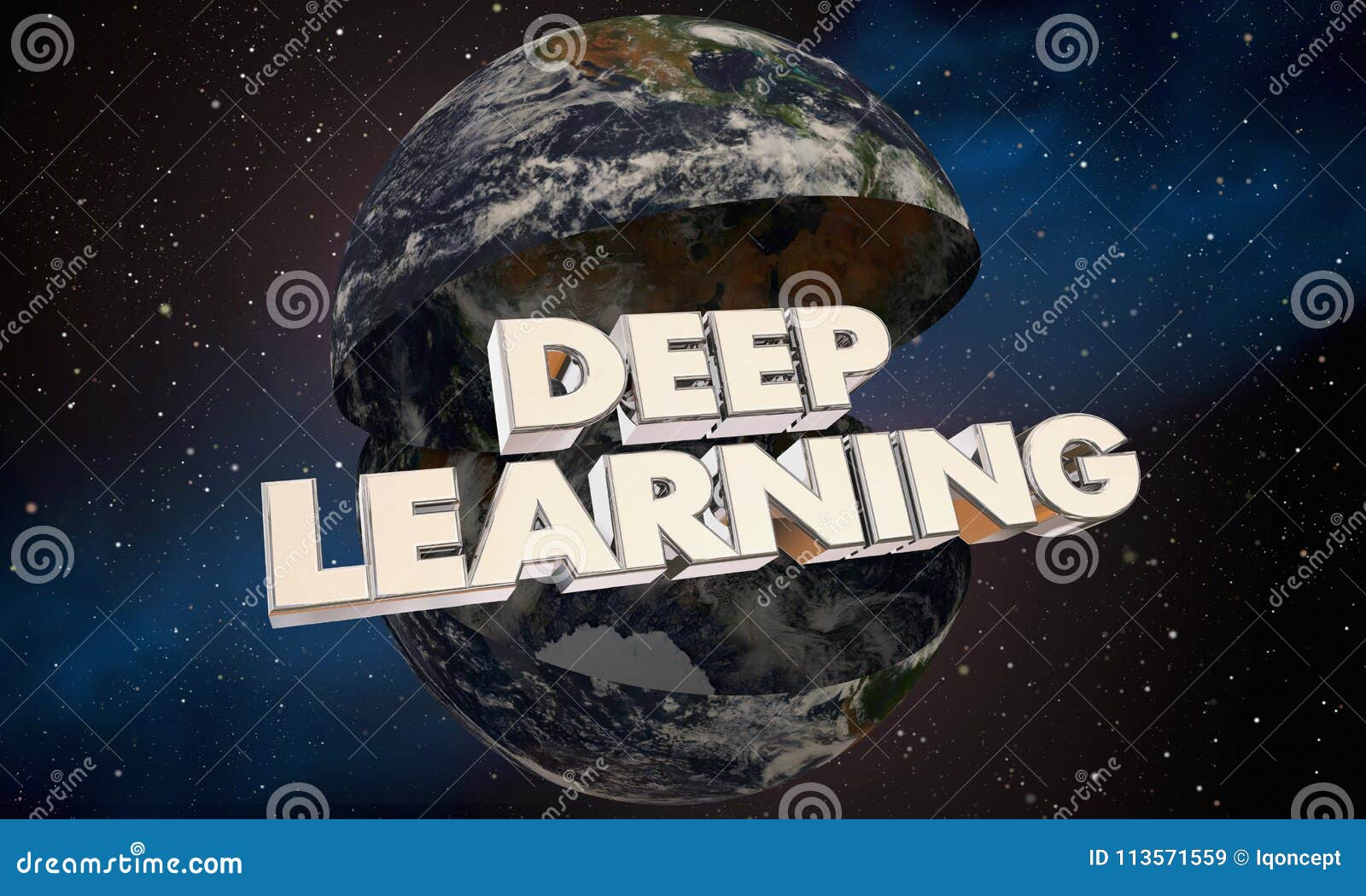 The Word Deep Learning In Blue On White Next To Hexagon Pattern Royalty ...