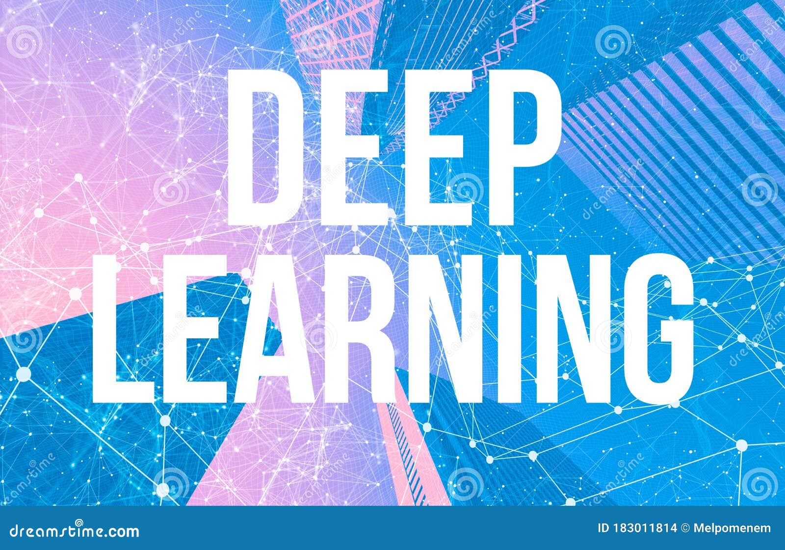 Deep Learning Theme with Abstract Patterns and Skyscrapers Stock Photo ...
