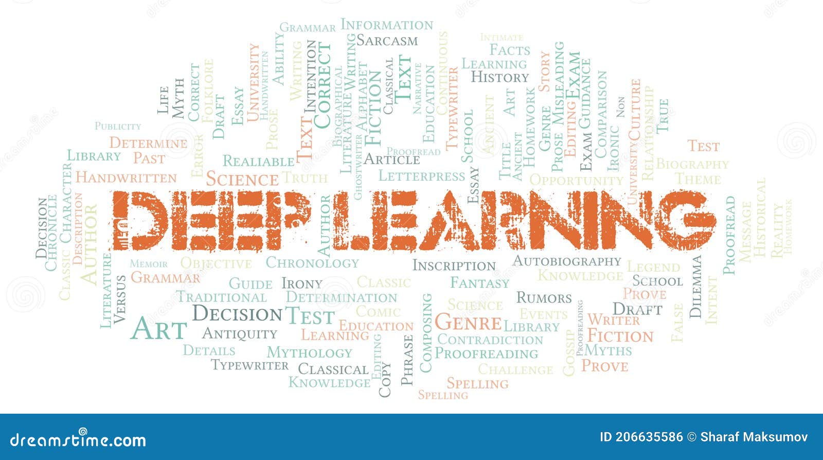 Deep Learning Typography Word Cloud Create with the Text only Stock ...