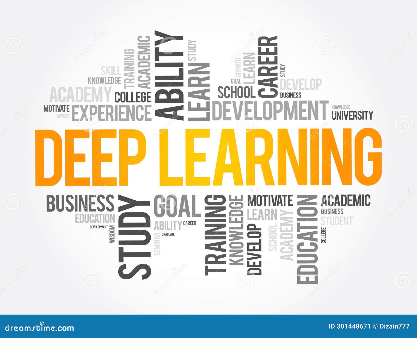 Deep Learning Word Cloud Collage, Education Concept Background Stock ...