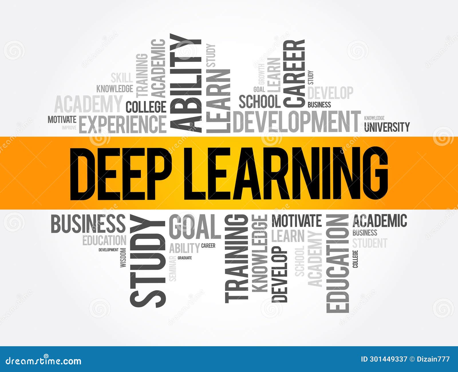 Deep Learning Word Cloud Collage, Education Concept Background Stock ...