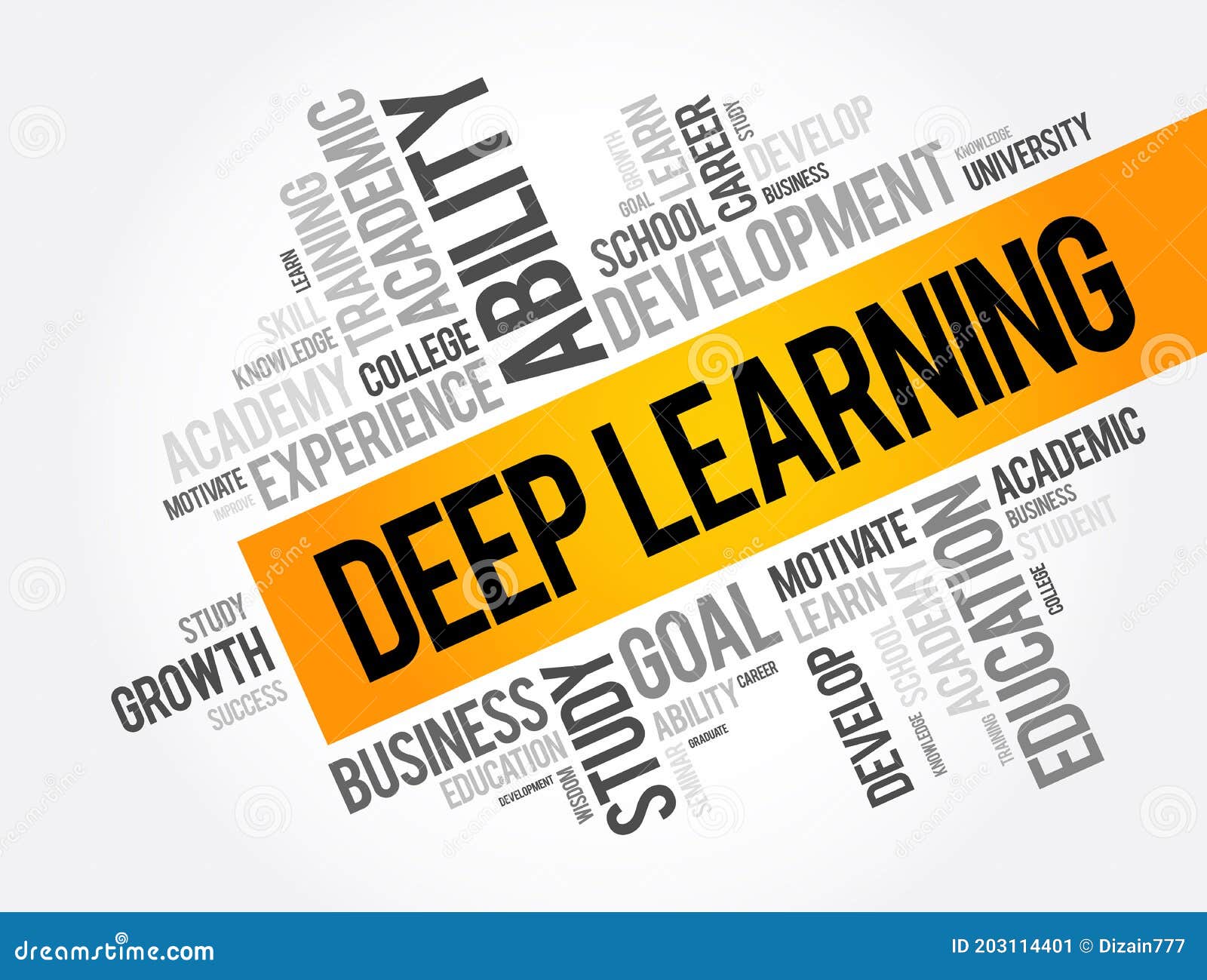 Deep Learning Word Cloud Collage, Education Concept Stock Illustration ...