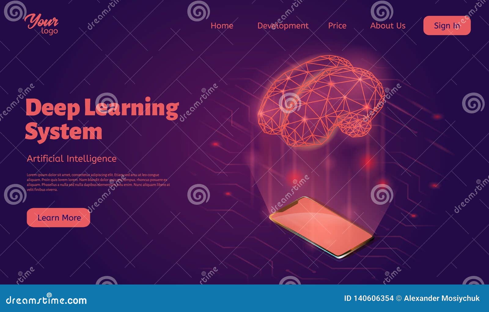 Deep Leatning System Landing Web Page Template. Artificial Intelligence Isometric Vector ...