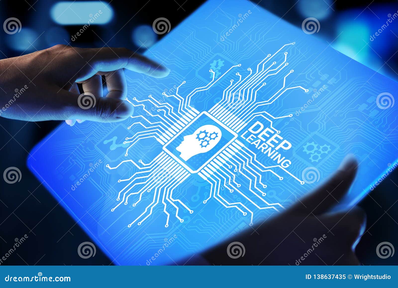 Deep Machine Learning Artificial Intelligence AI Technology Concept on ...