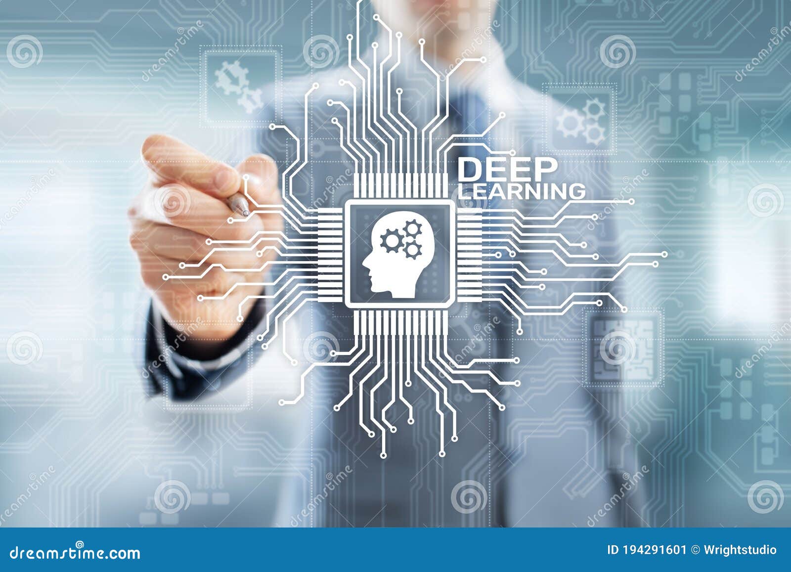 Deep Machine Learning Artificial Intelligence AI Technology Concept on ...