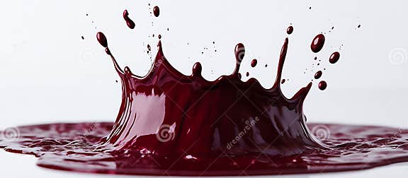 Deep Maroon Paint Splash on a Pure White Surface Stock Illustration ...