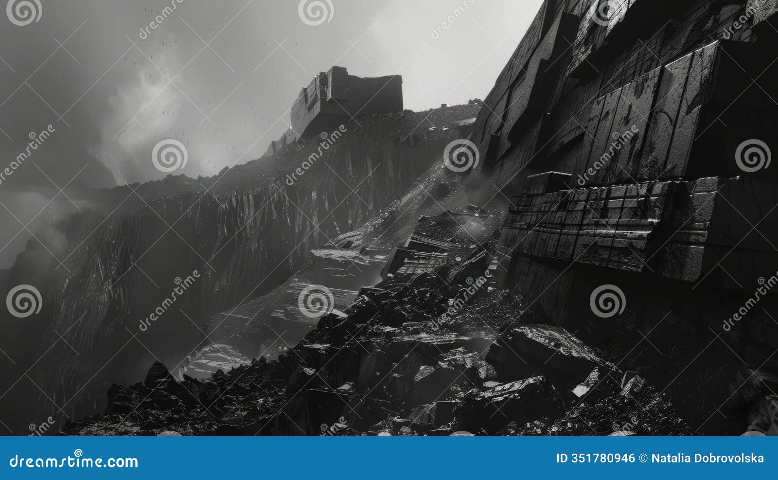 Deep Mine Operation with Workers Using Tools To Extract Minerals from ...