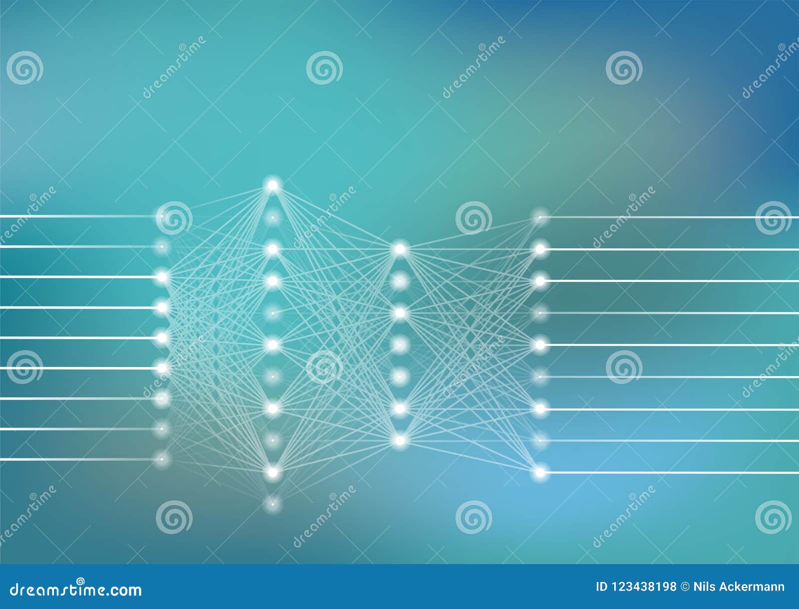 Deep Neural Network Vector Illustration with Light Green and Blue ...