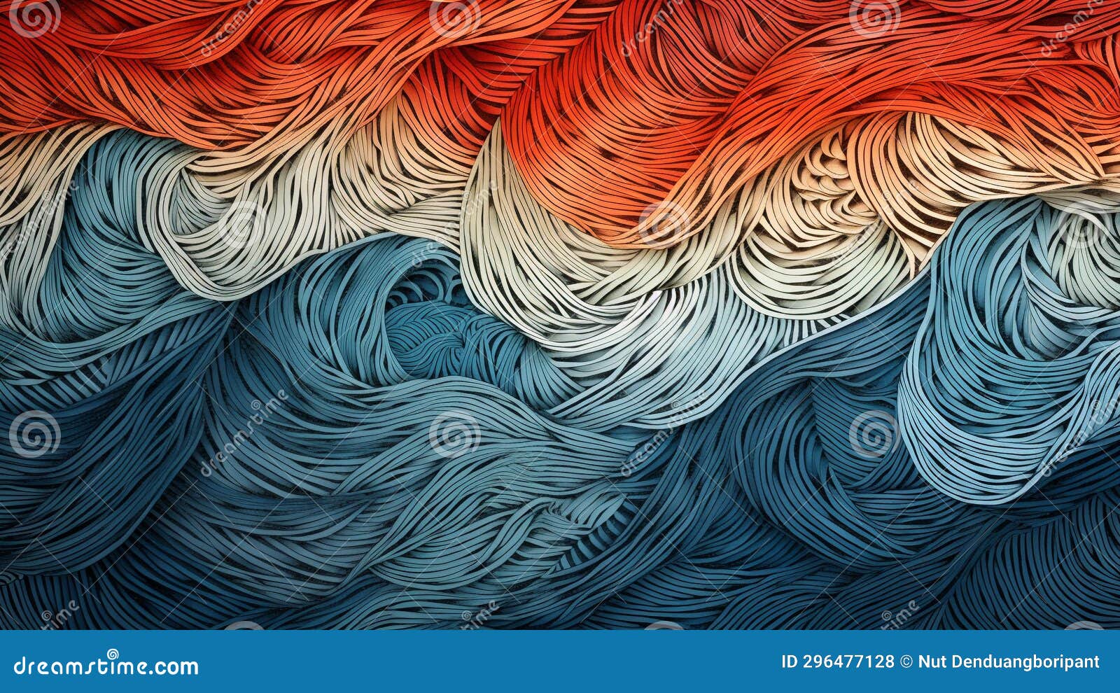 Deep Ocean Blue and Coral Abstract Pattern with Serene Wave Patterns ...