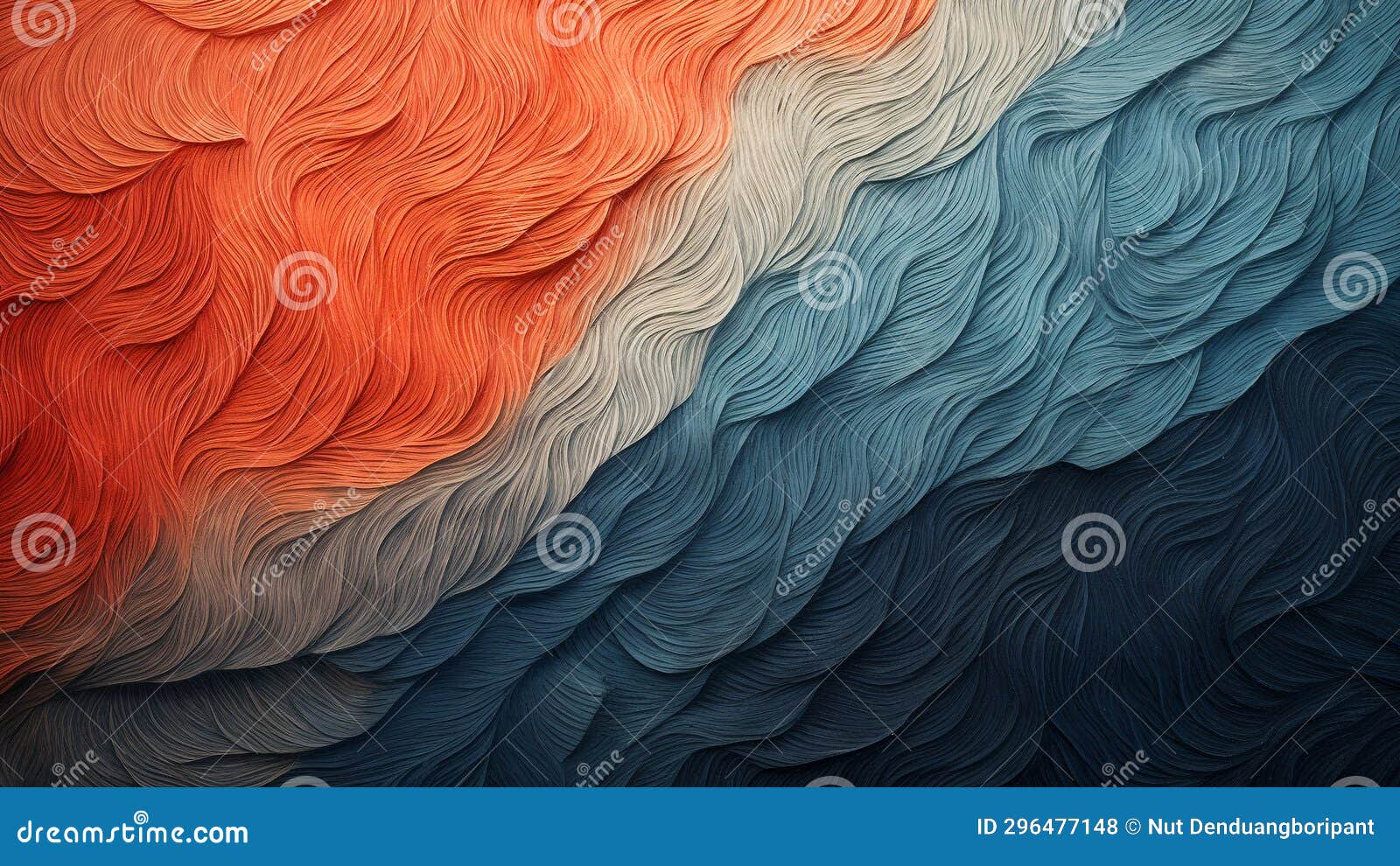 Deep Ocean Blue and Coral Abstract Pattern with Serene Wave Patterns ...
