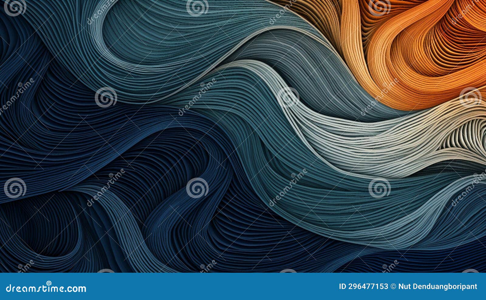 Deep Ocean Blue and Coral Abstract Pattern with Serene Wave Patterns ...