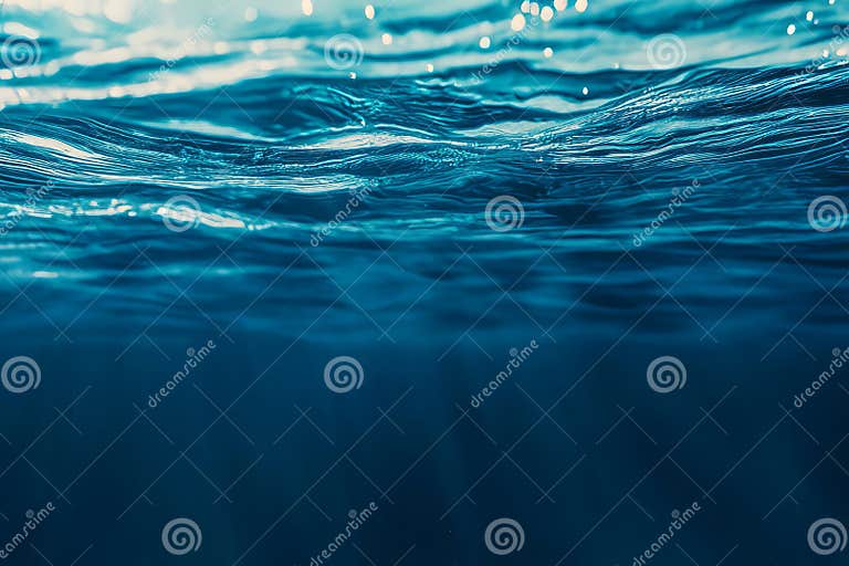 Deep Oceanic Blue Abstract Background with Smooth Waveforms, Transparent Reflections, and Stock ...