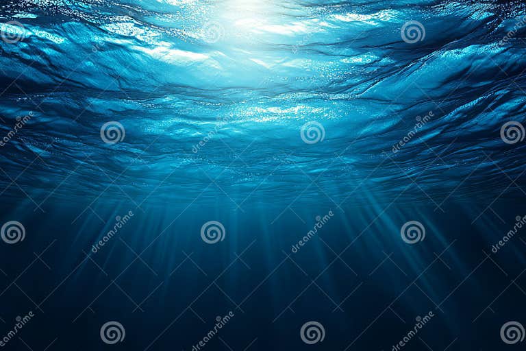 Deep Oceanic Blue Abstract Background with Smooth Waveforms, Transparent Reflections, and Stock ...
