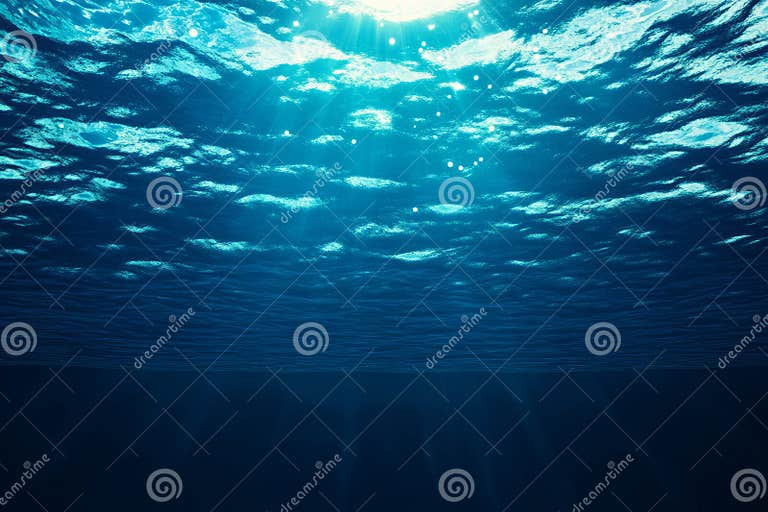 Deep Oceanic Blue Abstract Background with Smooth Waveforms, Transparent Reflections, and Stock ...