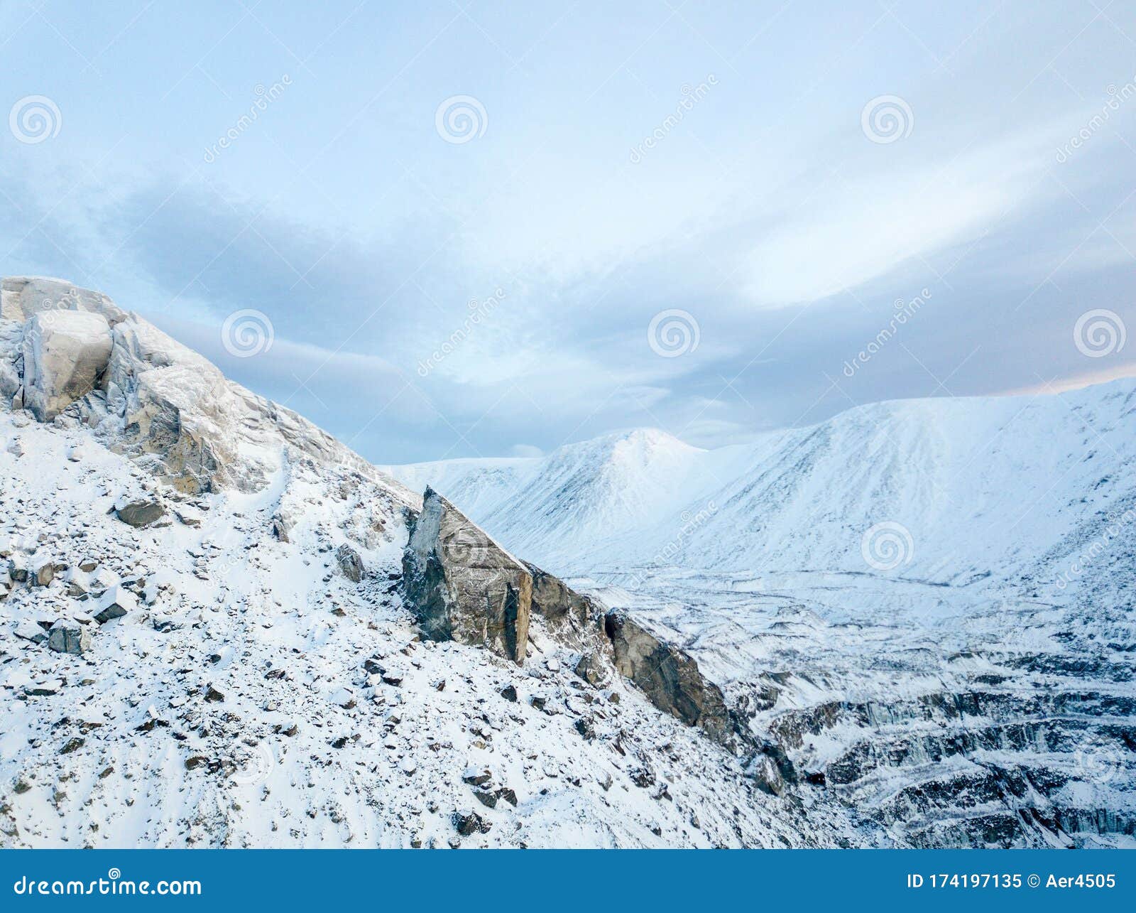 Open snow covered quarry stock image. Image of snow - 174197135