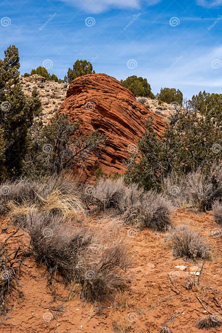 Deep Orange Rock Formation and Blue Sky in Wire Pass Stock Image ...