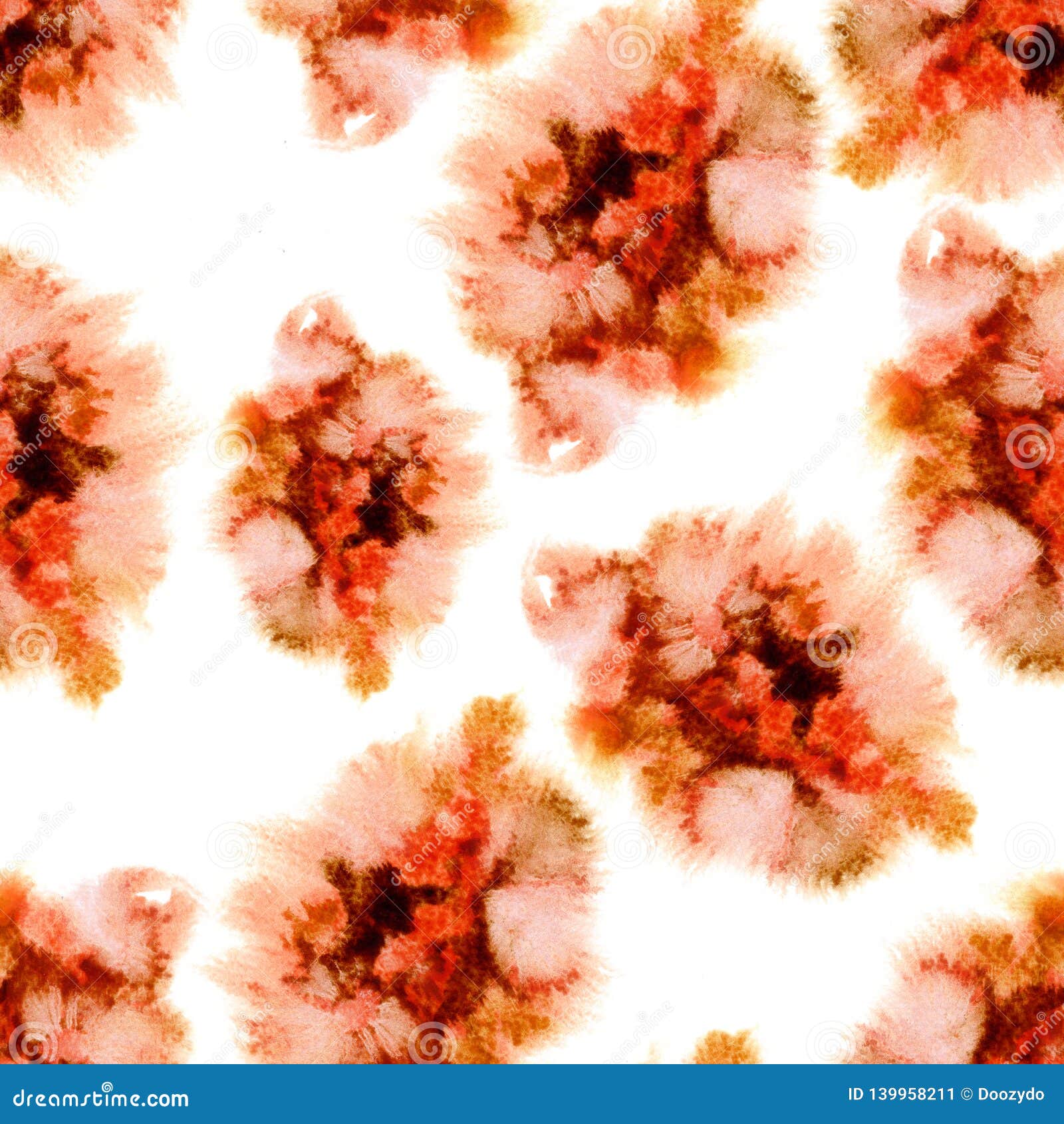 Deep Orange Splashes Pattern. Watercolor Abstract Stock Illustration ...