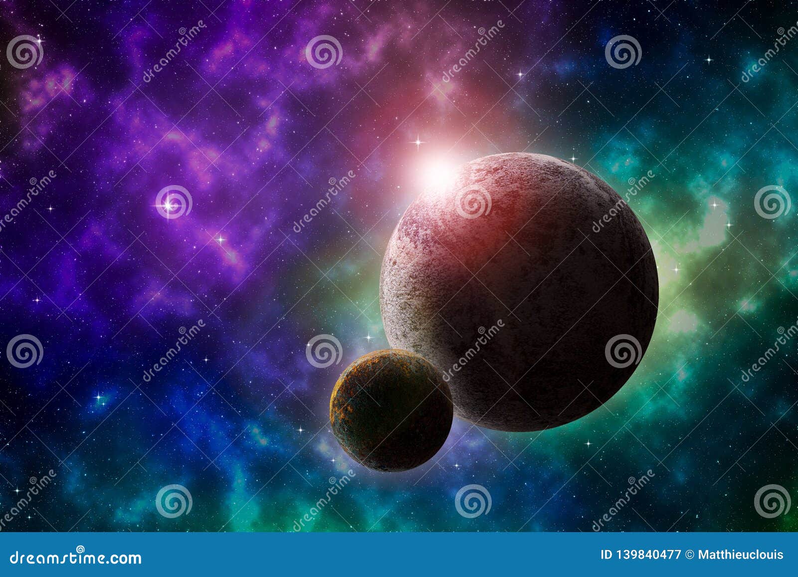Deep Outer Space Landscape with Planets and Nebula Stock Illustration ...