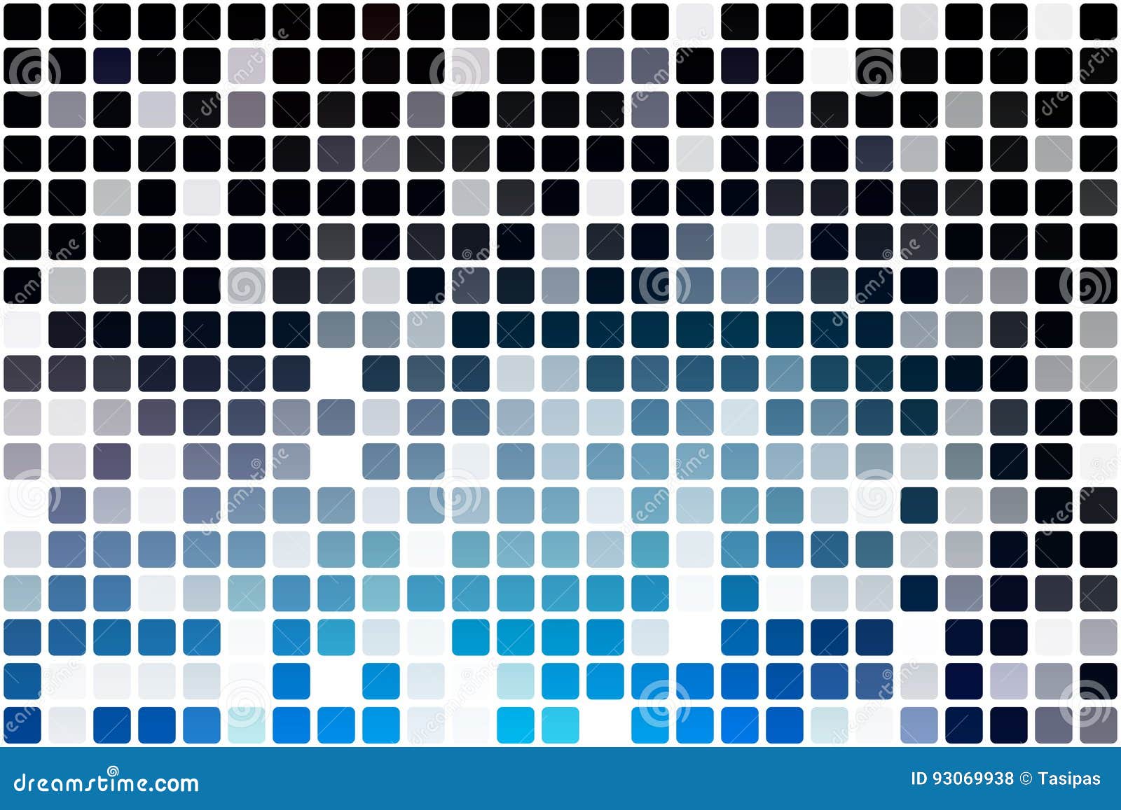 Deep and Pale Blue Occasional Opacity Mosaic Over White Stock Vector ...
