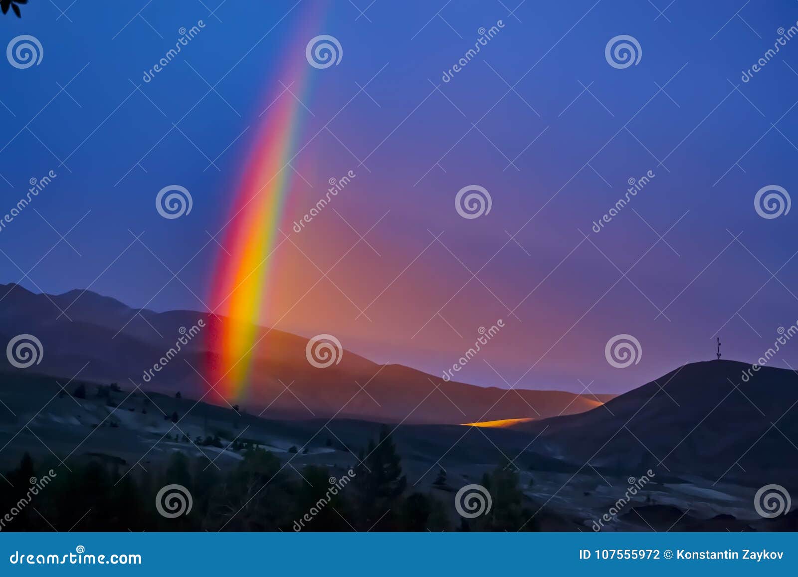 Deep Pink-red Sunset on the Stock Photo - Image of beautiful, mountain ...