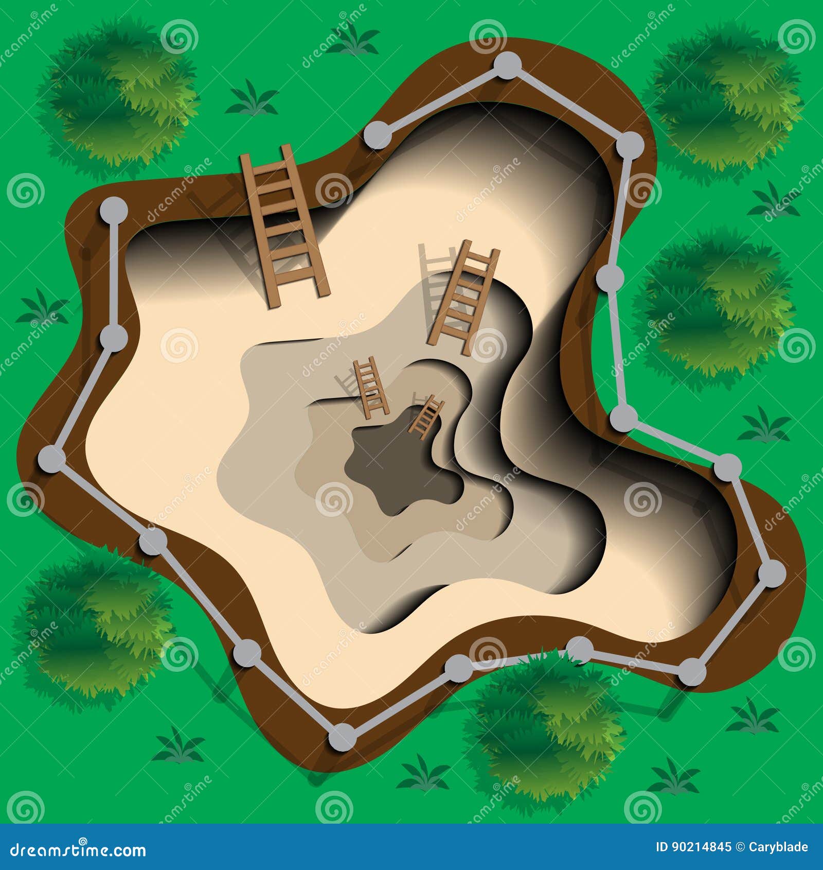A deep pit. stock vector. Illustration of mining, sinkhole - 90214845