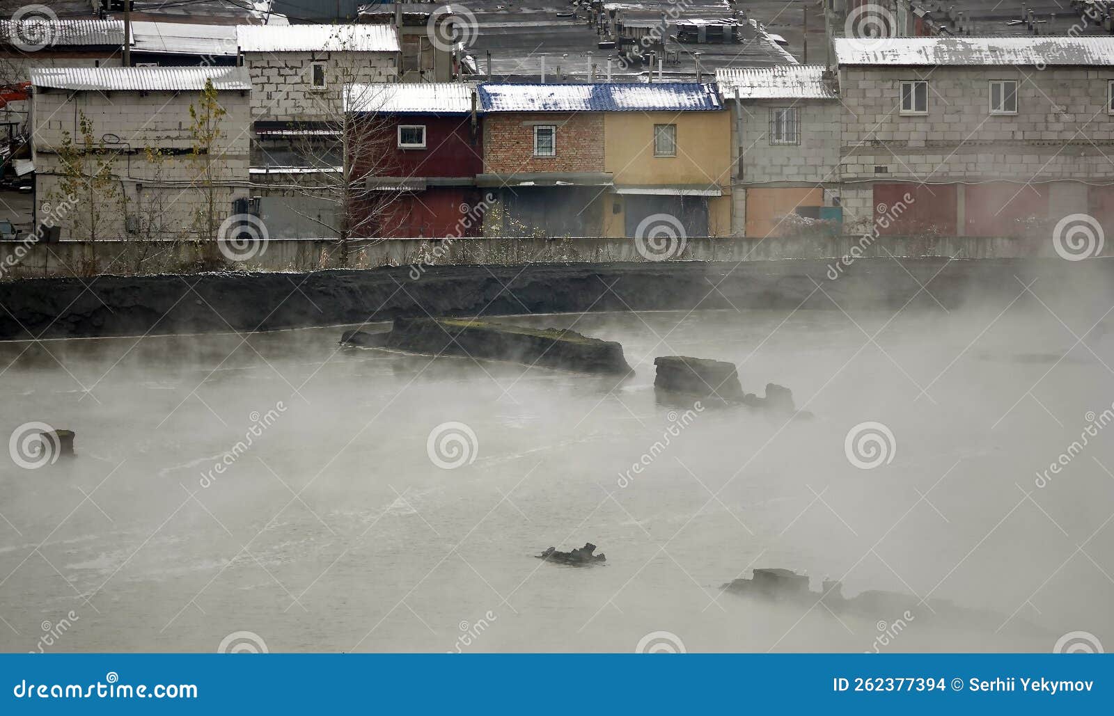 Deep Pit with Waste Hot Water Stock Photo - Image of preparation, work ...