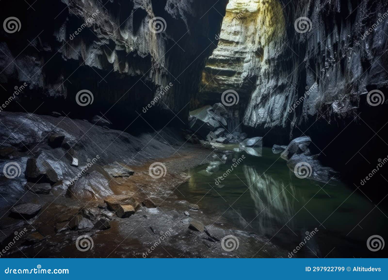 A Deep Pits Inside a Dark Cave Stock Image - Image of interior ...