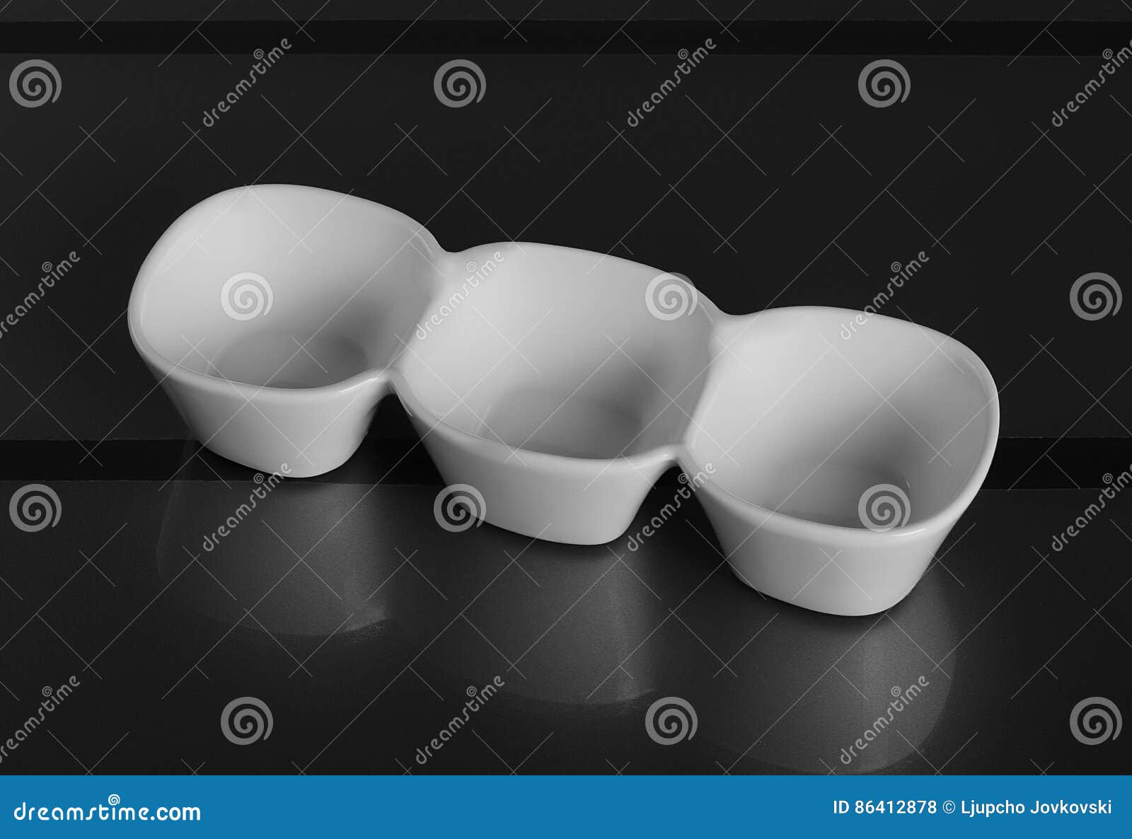 Deep Porcelain Bowl with Three Compartments. Top View Stock Photo ...