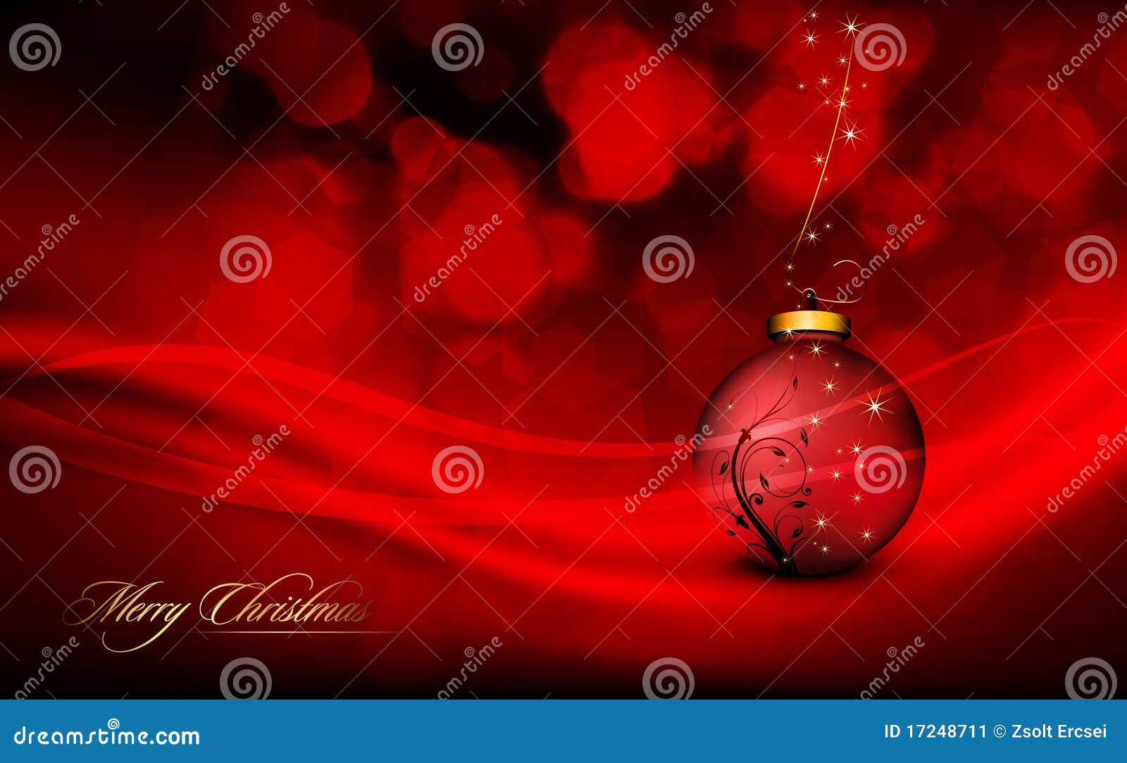 Deep Red Christmas Greeting with Floral Globe Stock Vector ...