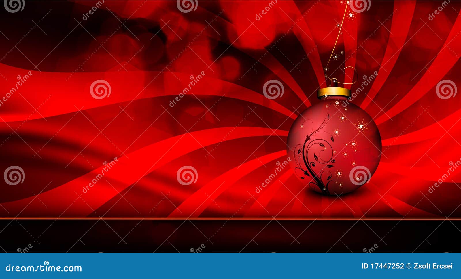 Deep Red Christmas Greeting with Floral Globe Stock Vector ...