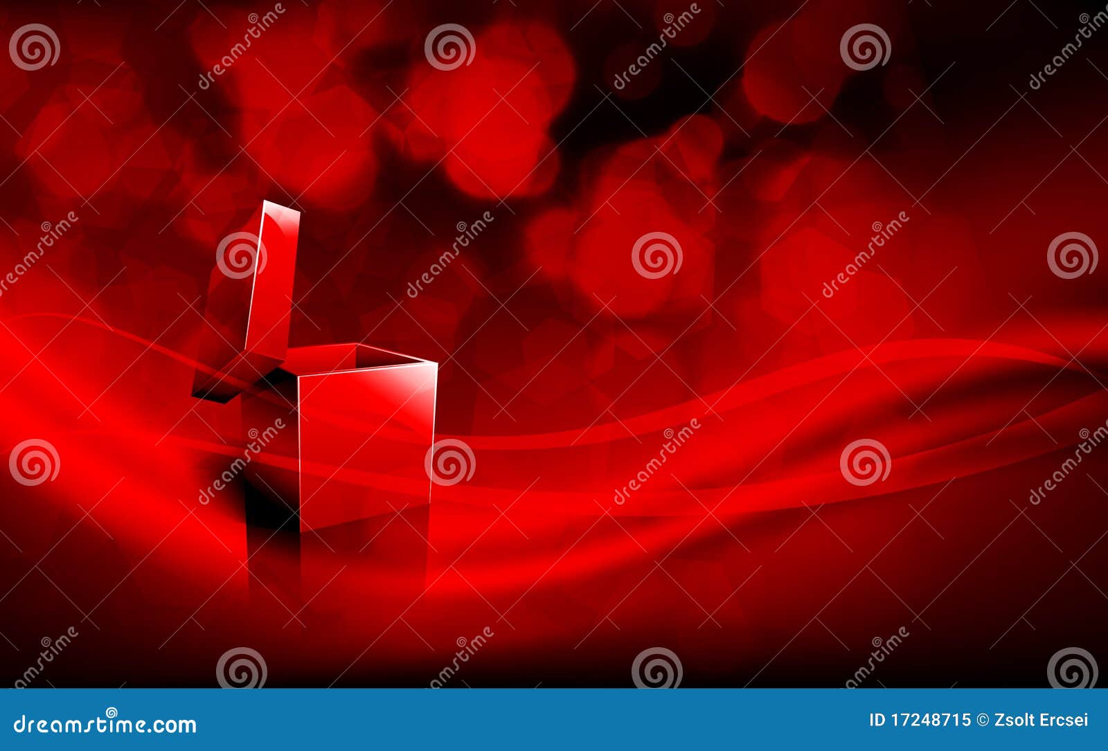 Deep Red Christmas Greeting with Open Box Stock Vector - Illustration ...