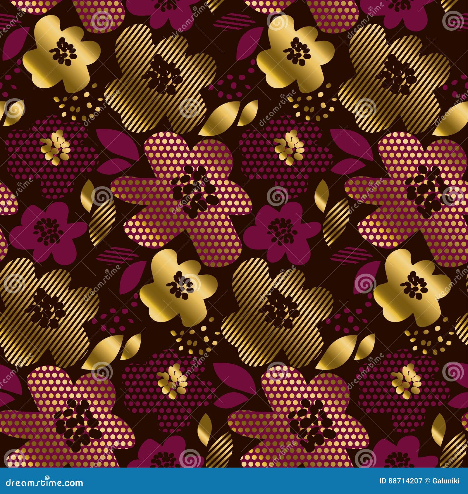 Deep Red Color Decorative Seamless Pattern Stock Vector - Illustration ...