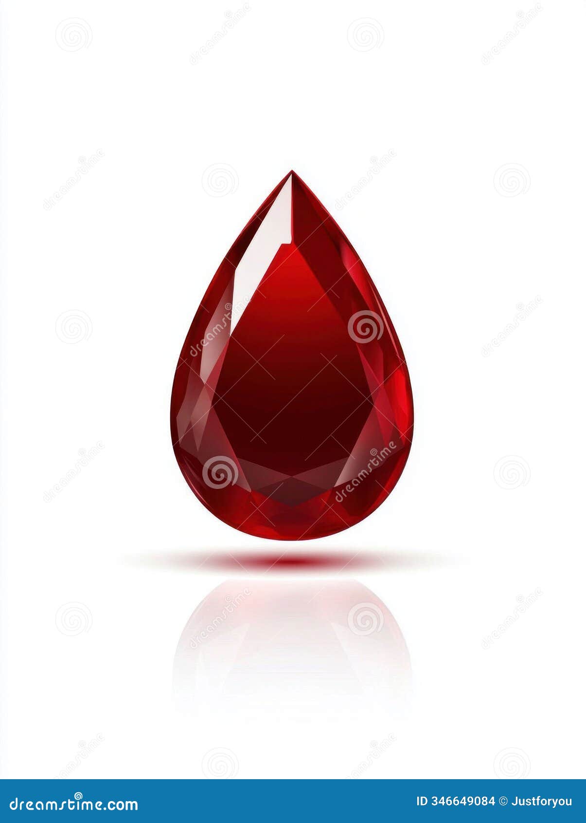 Deep Red Drop-Shaped Gem Isolated on White Background Stock ...