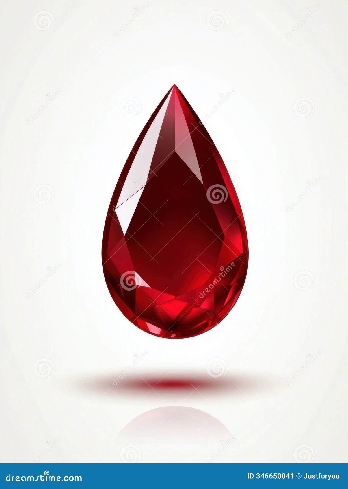 Deep Red Drop-Shaped Gem Isolated on White Background Stock ...
