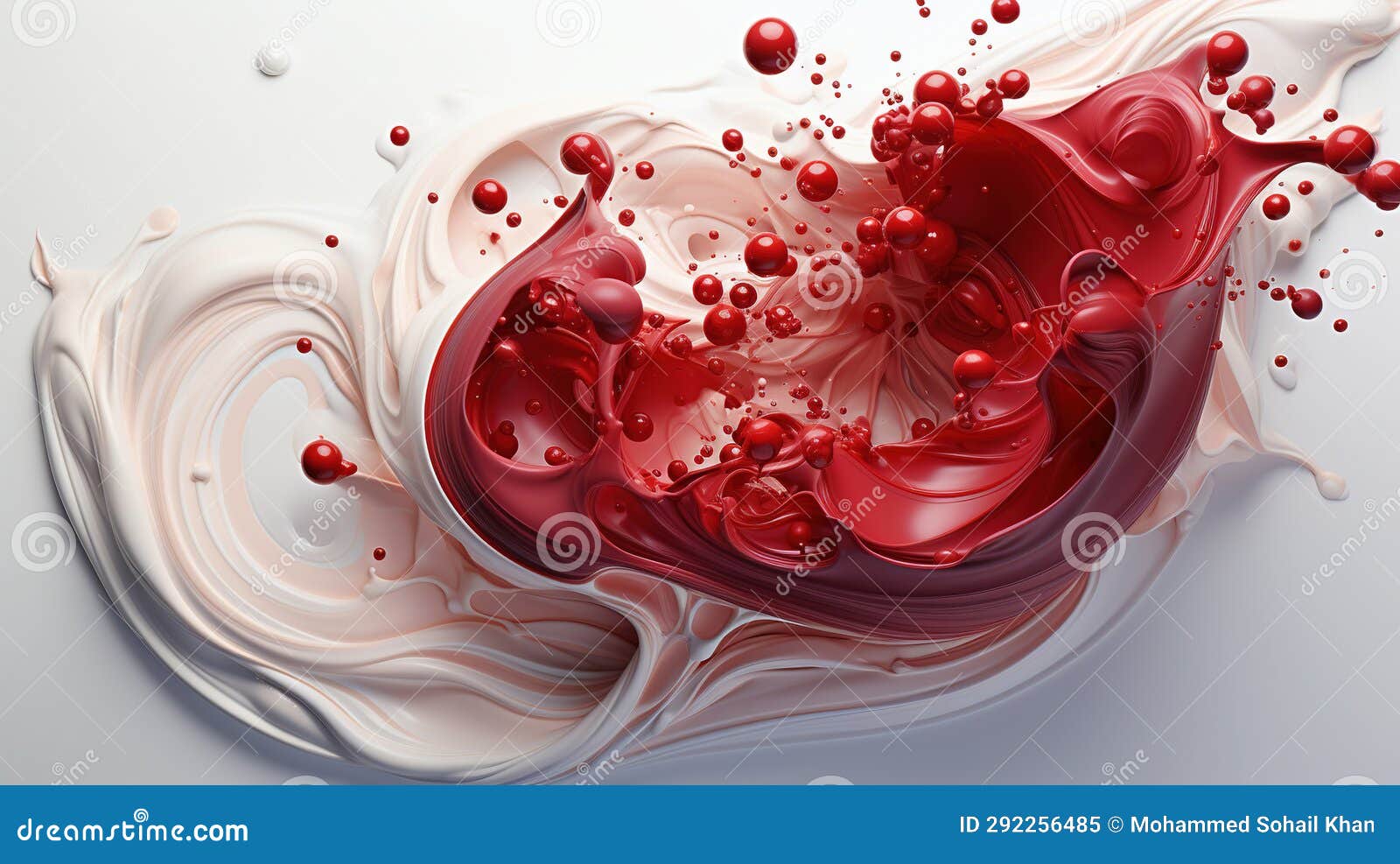 Deep Red Liquid Oil Paint Splashing or Dripping on White Background ...