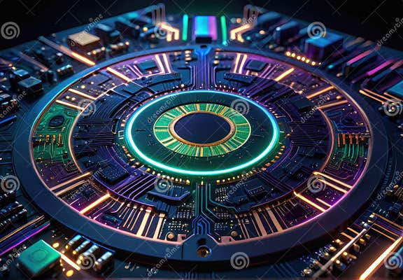 A deep red processor core stock illustration. Illustration of ...