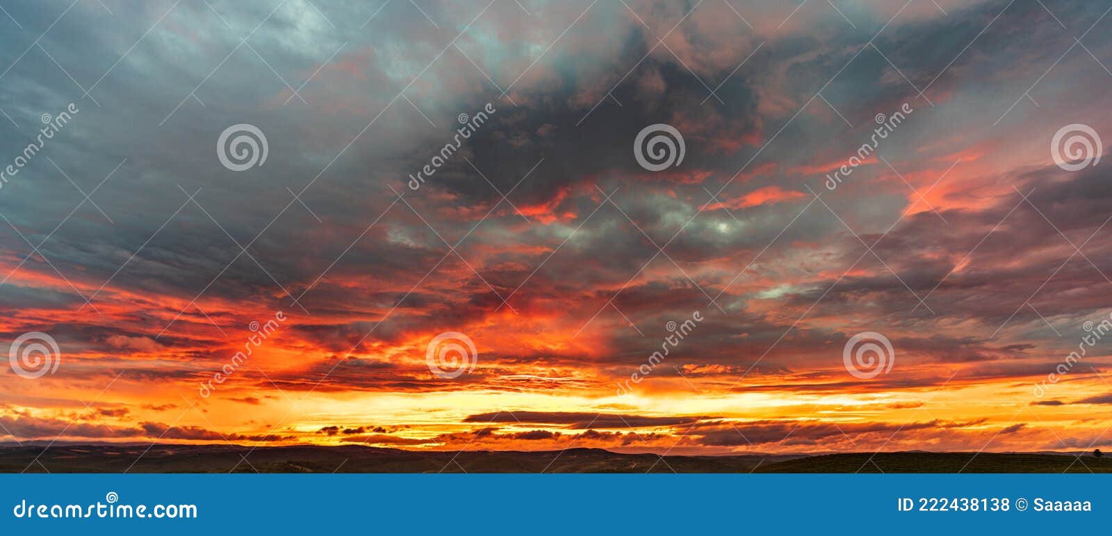 Deep Red Cloudy Sunset with Mountain Range Stock Photo - Image of ...