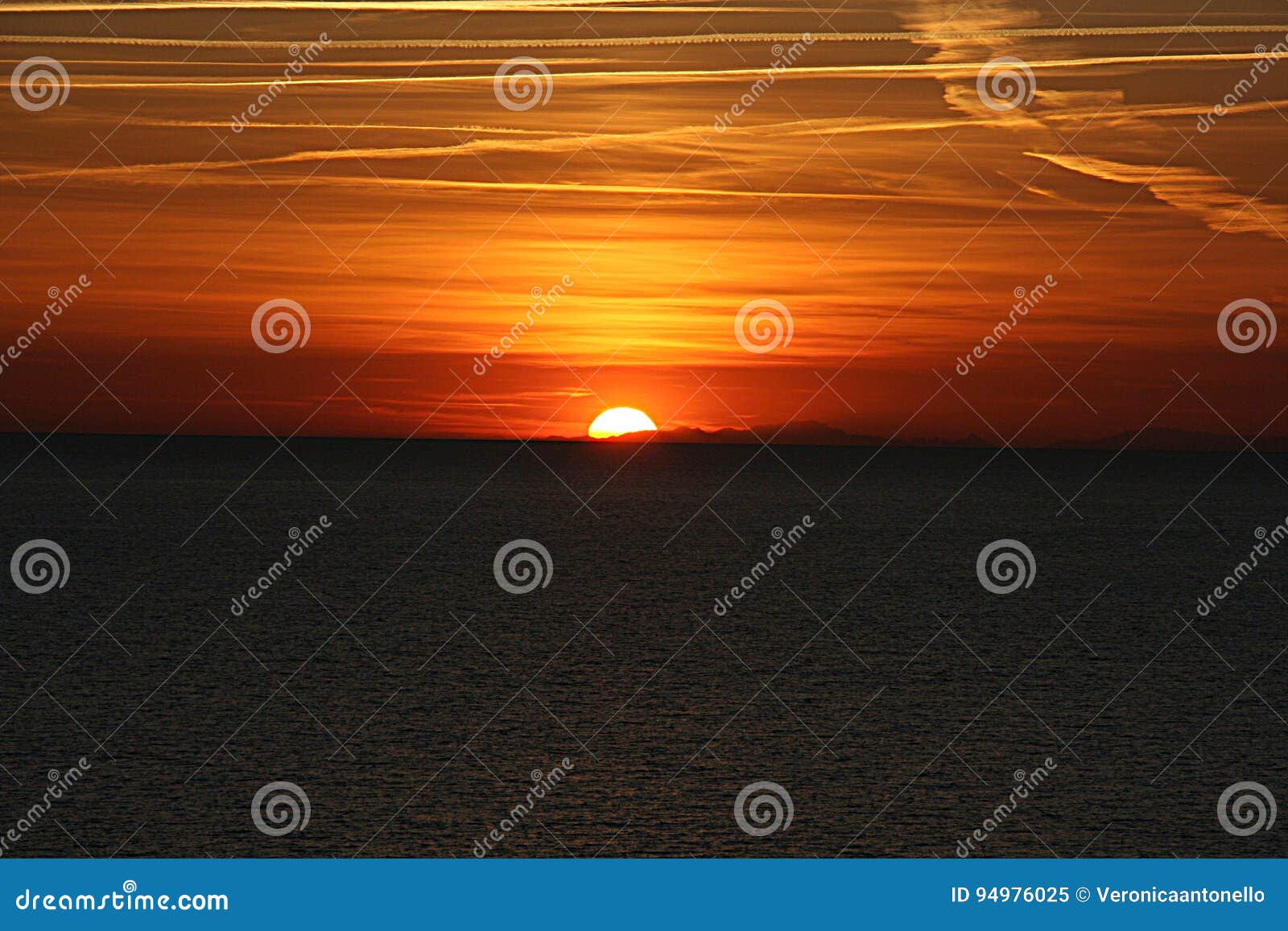 Deep, Red Sunset on the Sea Stock Image - Image of flamed, bright: 94976025