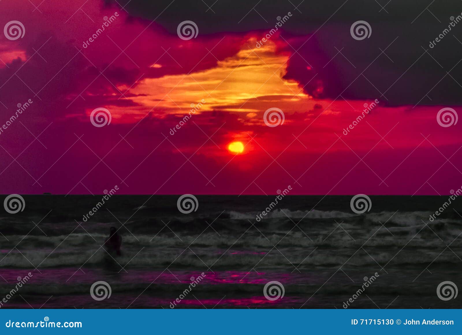Deep red sunset stock photo. Image of orange, reed, shore - 71715130