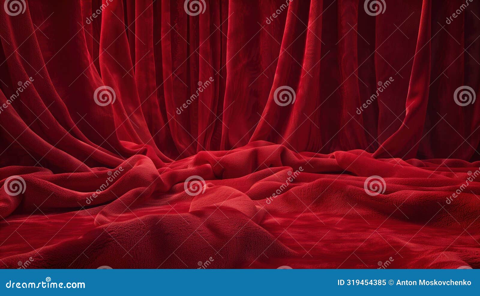 Deep Red Velvet Fabric Draped Luxuriously, Highlighting Its Smooth and ...